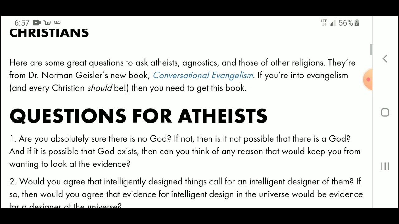 Questions for Atheists - YouTube