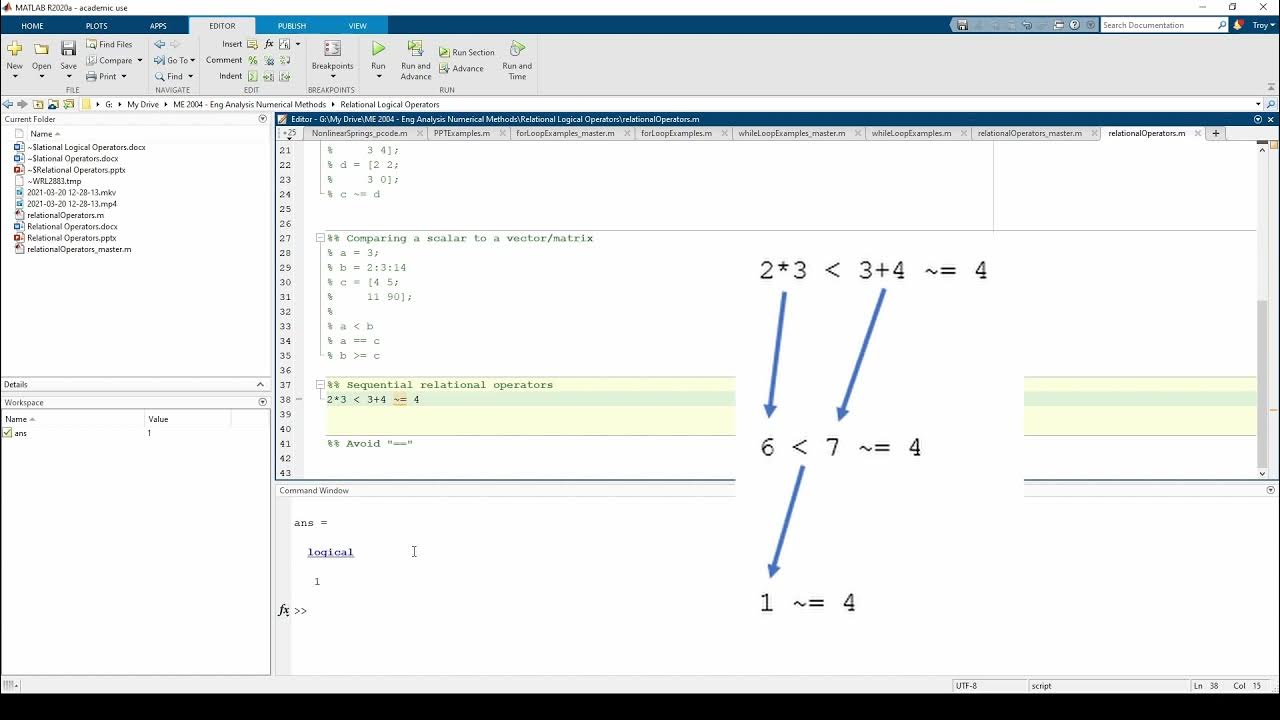 Matlab Relational Operators 22 Youtube