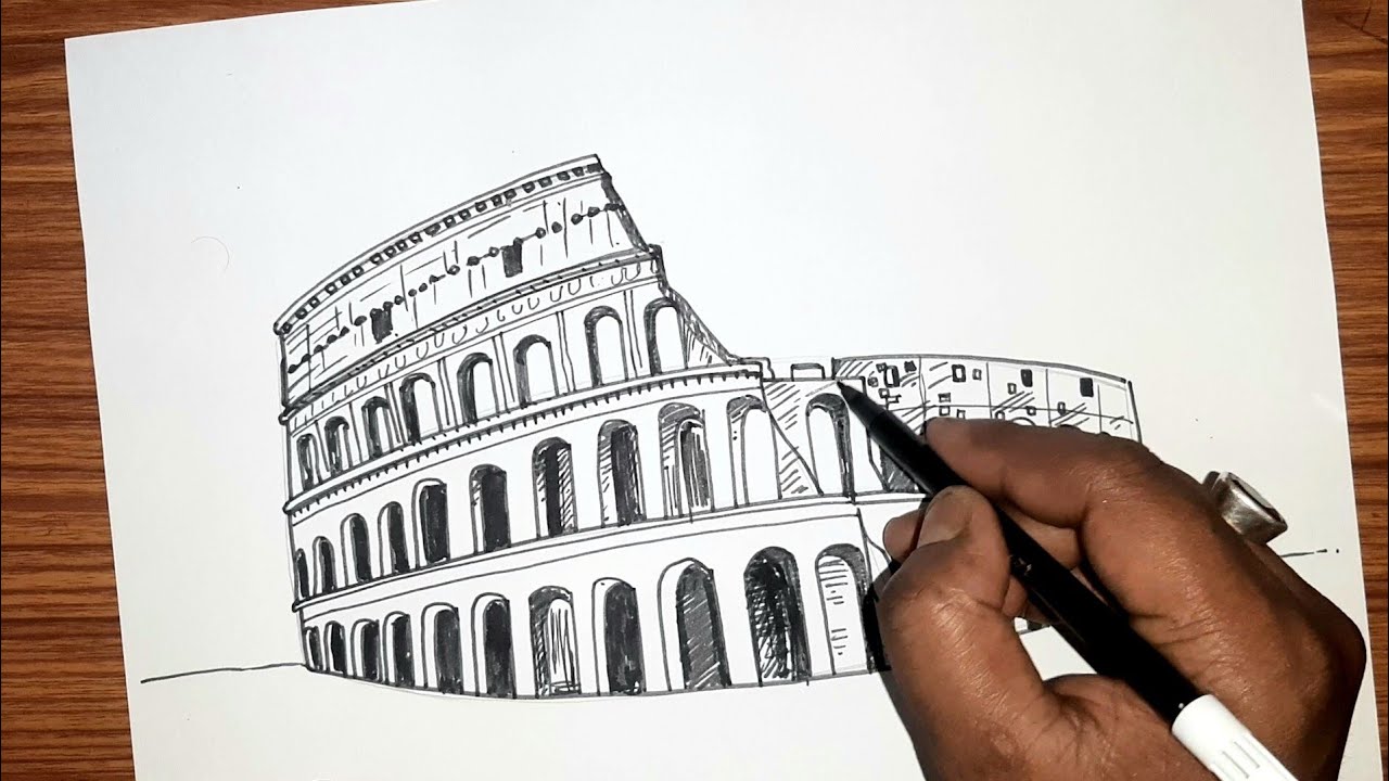 Colosseum Drawing Easy With Pencil