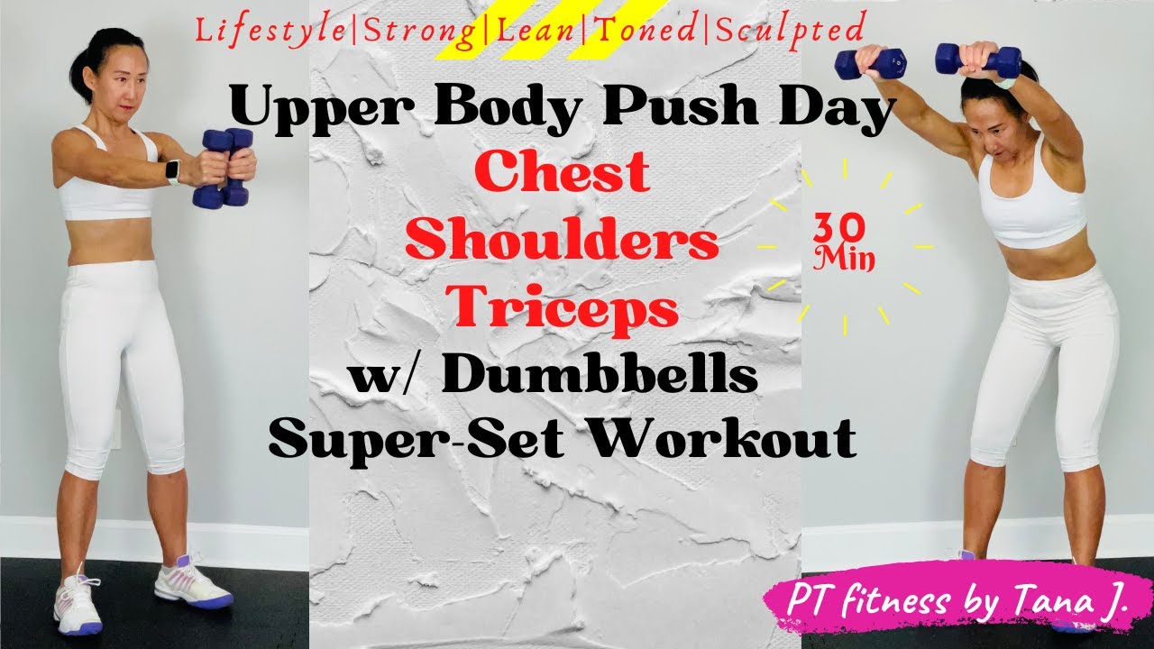 Upper Body Push Day|Chest, Shoulders, Triceps Strength with Dumbbells ...