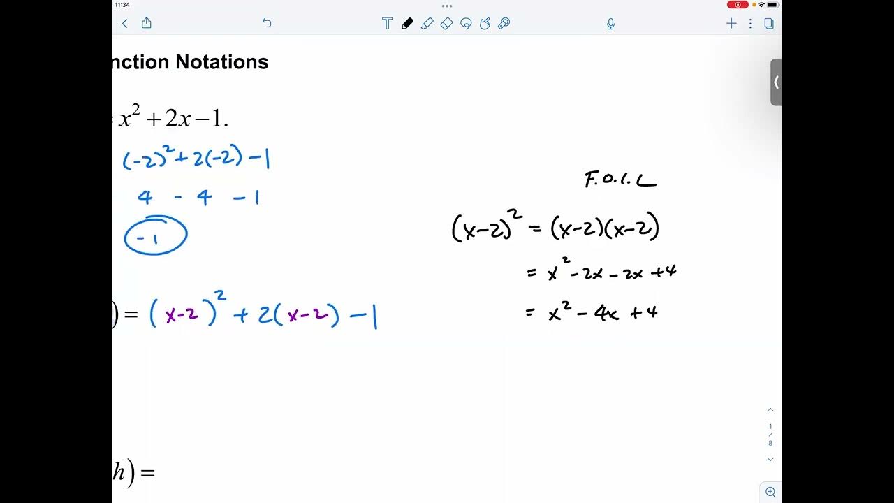 [PreCal] Unit 1 Function Review: Substituting values into a function - YouTube