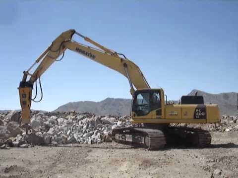 Komatsu PC400 with Indeco HP8000 Hammer #2 - YouTube
