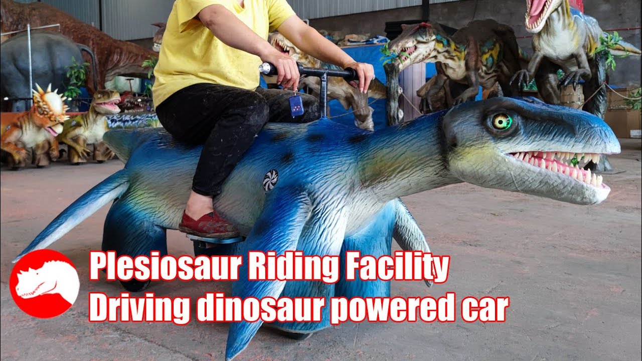 Plesiosaur Riding Facility - Driving Powered Dinosaur Car - YouTube