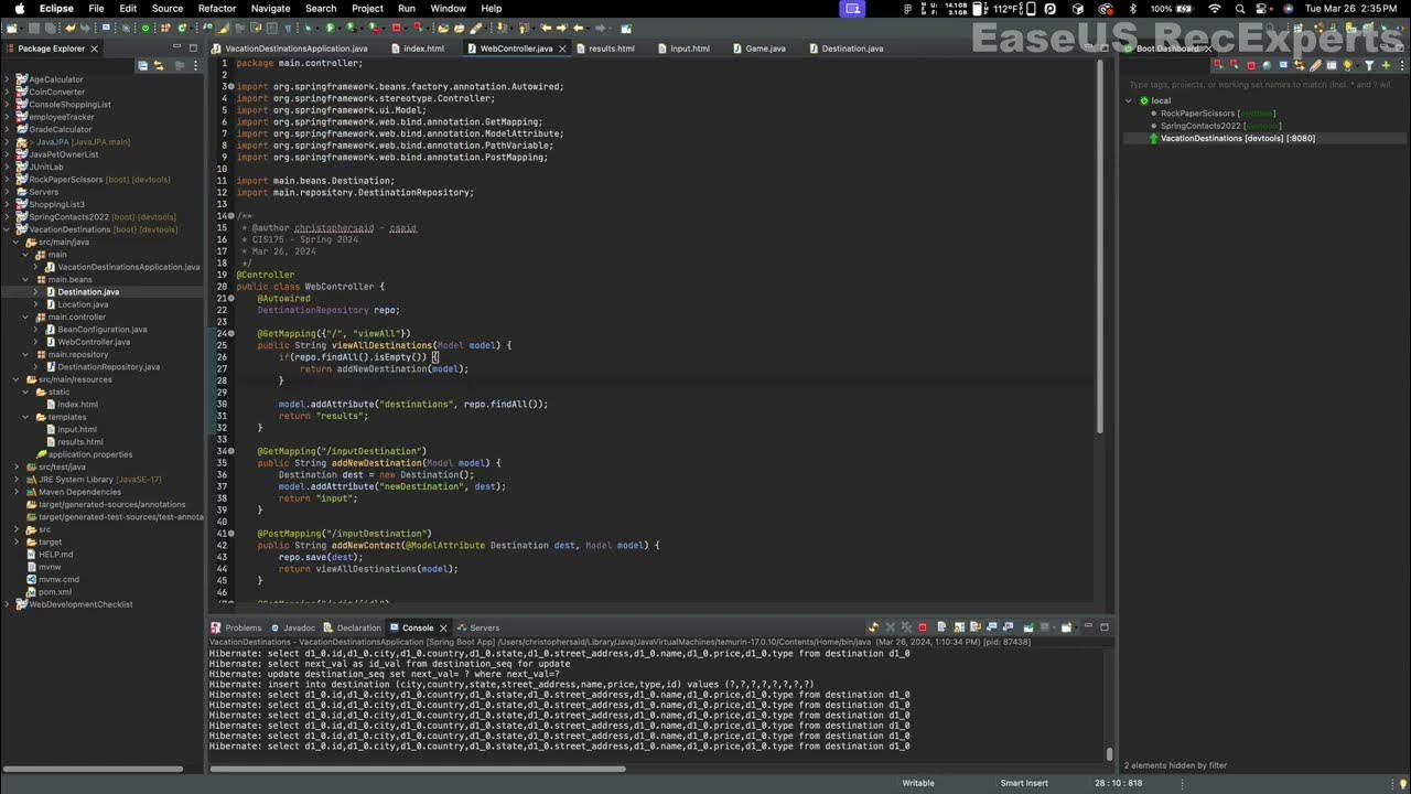 Java Destination Booking App Utilizing Spring Boot, Lombok, & Thymeleaf - YouTube