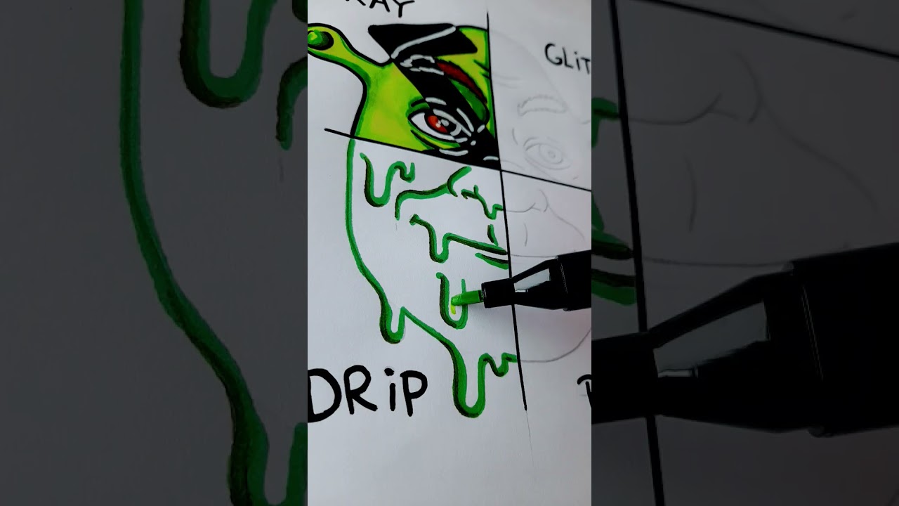 Shrek Drawing with Drip effect ! #shorts #tsantiherochallenge #drawing ...