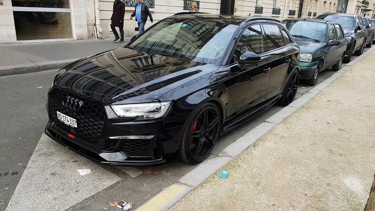 2019 black ABT Audi RS3 Sportback 8V 500 HP in PAris France tuning ...