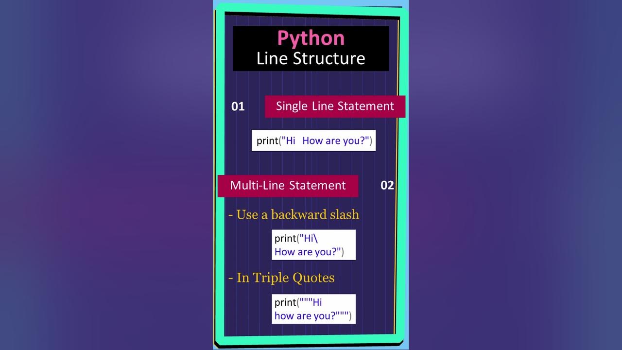 Learn Python Shorts Series (1. Line Structure) #python #pythonshorts #python_for_beginners - YouTube