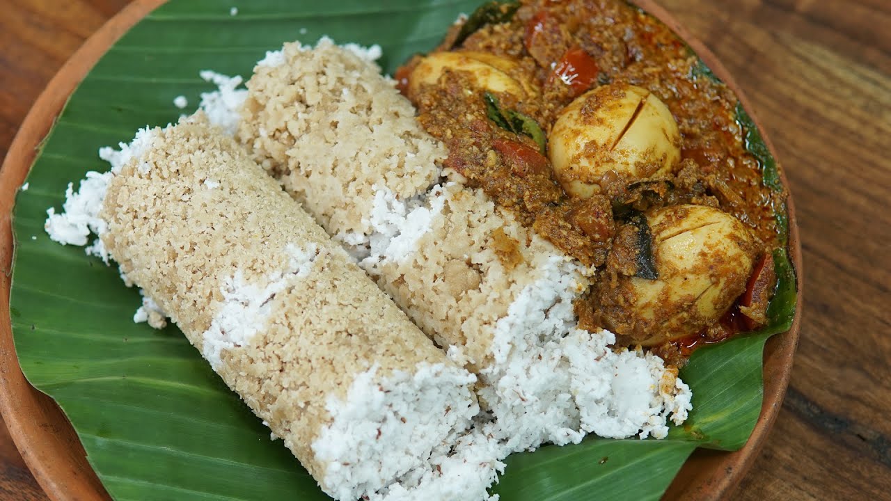 മുട്ട റോസ്റ്റ് പുട്ട് | Wheat Puttu and Egg Curry - YouTube