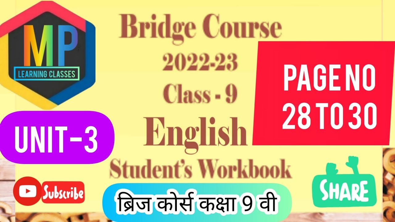 Bridge Course 2022-23 Class - 9th English Unit -3(Page No- 28 to 30 ...