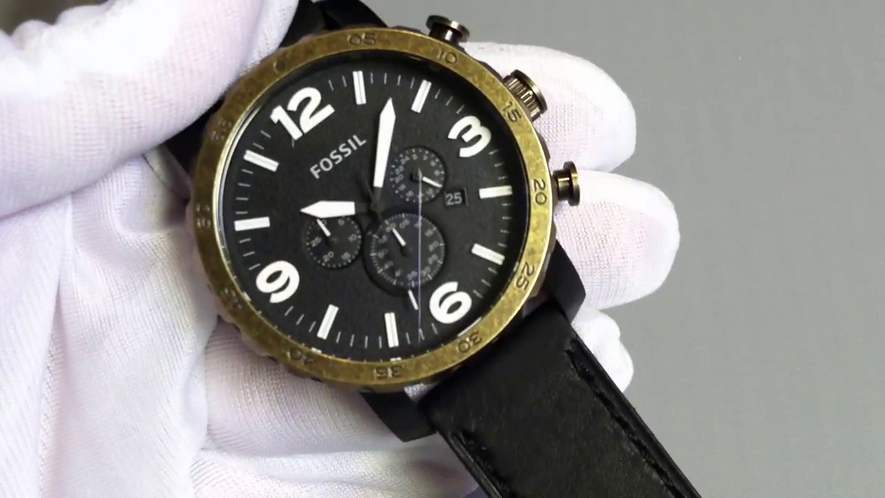 Men's Fossil Nate Chronograph Watch JR1357 - YouTube