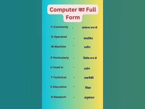 Computer ka Full form । Computer ka Full form english and hindi । - YouTube