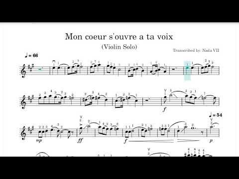 Mon coeur s'ouvre a ta voix - Saint Saëns (Violin Sheet Music) + PDF ...