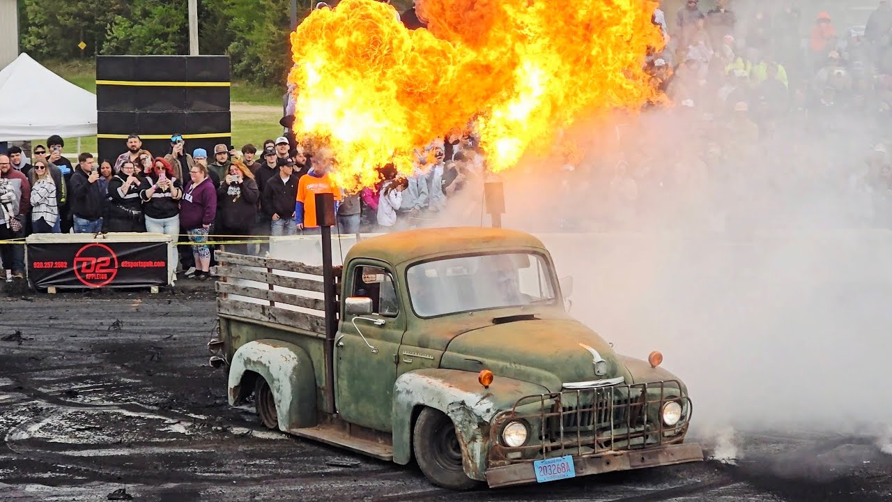Heavily Modified Classic Trucks DESTROY The Burnout Pit. AUTOMOTION ...