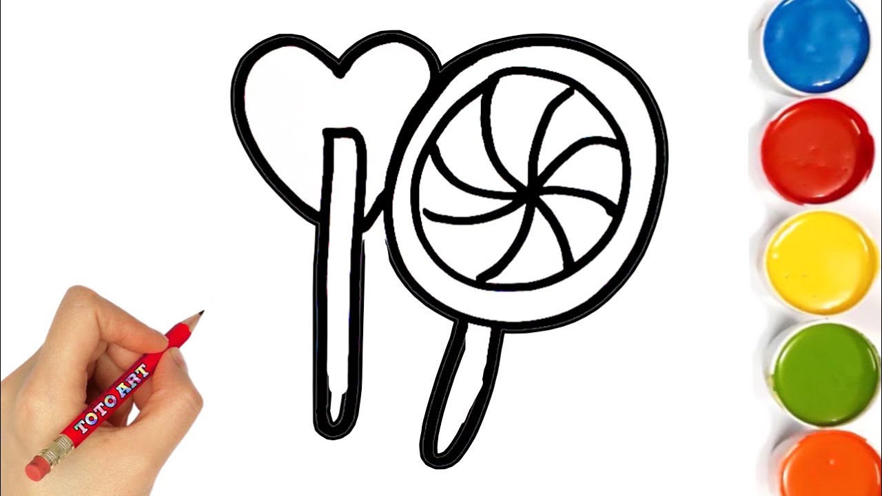 How to draw Yummy Lolly Pop -Colouring for Kids & Toddlers |Draw, Paint ...