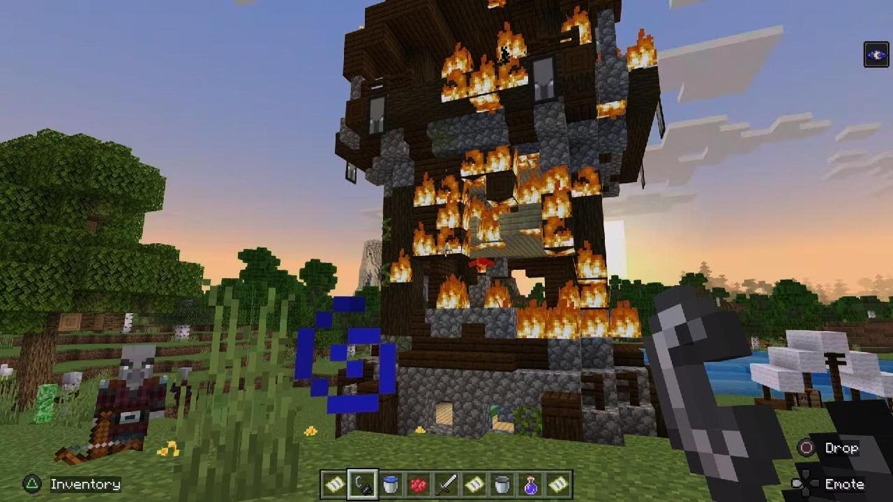 Minecraft pillager outpost burning - YouTube