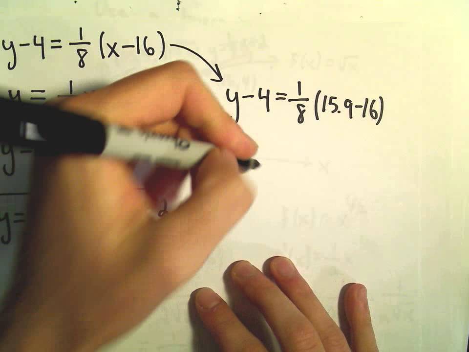 Linear / Tangent Line Approximation for Square Root Function - YouTube
