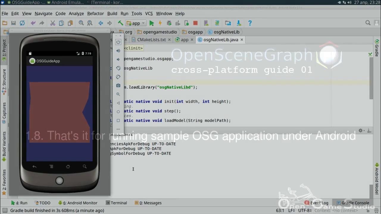 1.8. Build and run sample OSG application under Android. OpenSceneGraph cross-platform guide 01 ...