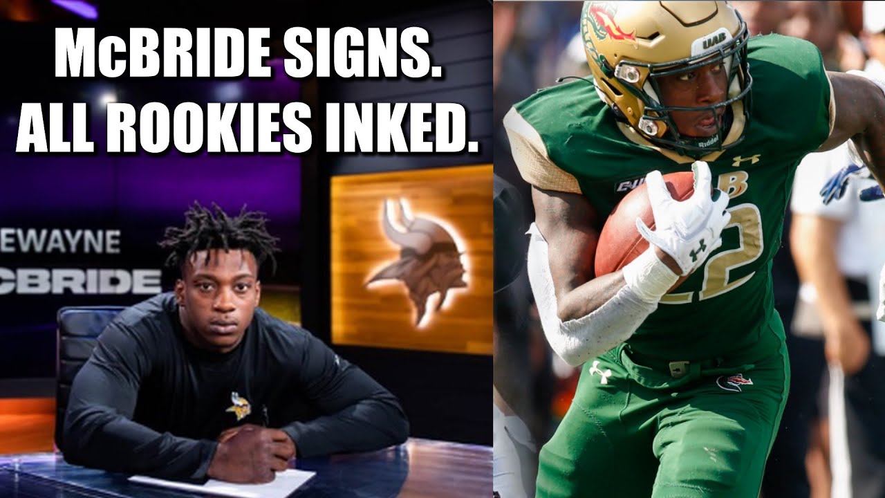 DeWayne McBride Signs with Vikings. All Rookies Under Contract. - YouTube