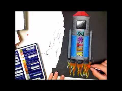 Oil Pastel Rocket Art - YouTube