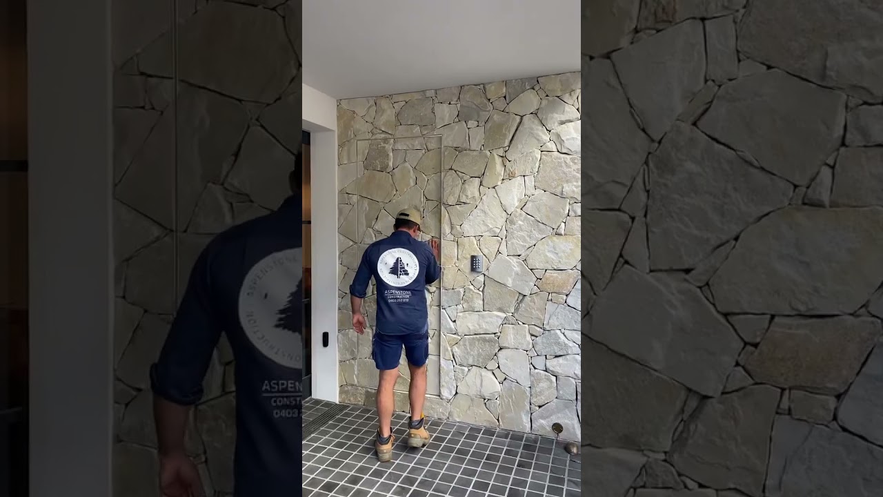 Secret door in stone wall cladding #stonewall #craft #stone #cladding ...