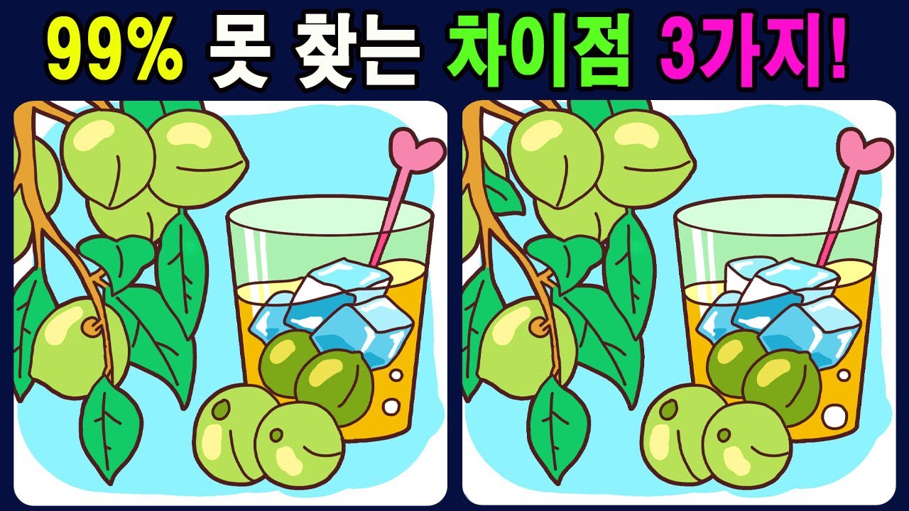 다른그림찾기 💪집중하면 차이점 3가지가 보이는 두뇌훈련 게임 Find 3 Differences 관찰력 게임 치매 예방