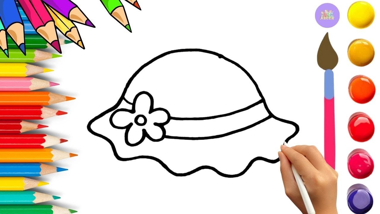 How To Draw cute Hat Drawing, Painting & Coloring For Kids and Toddlers ...