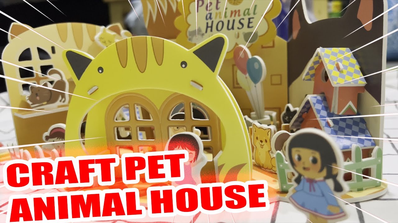 Baby Bathroom And Pet Animal House DIY 3D Miniature Cardboard House ...