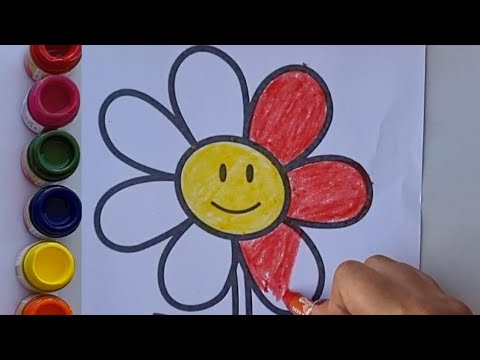 Learning to Draw।Learning coloures with flowers।Art coloures with ...