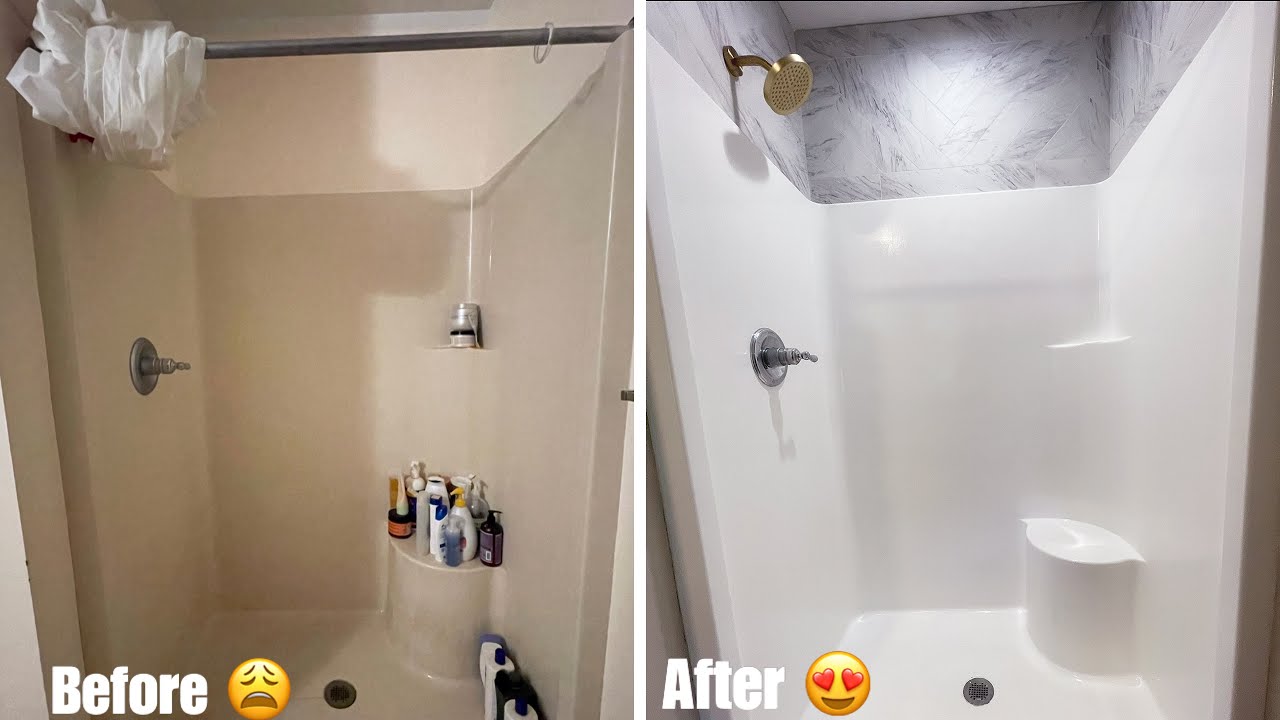 Walk in shower makeover - Master bath makeover part 2 - YouTube