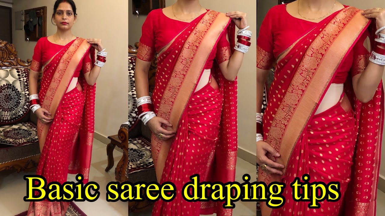 Basic Saree Draping Tips & Tricks/how to wear saree//नई दुल्हन साड़ी ...