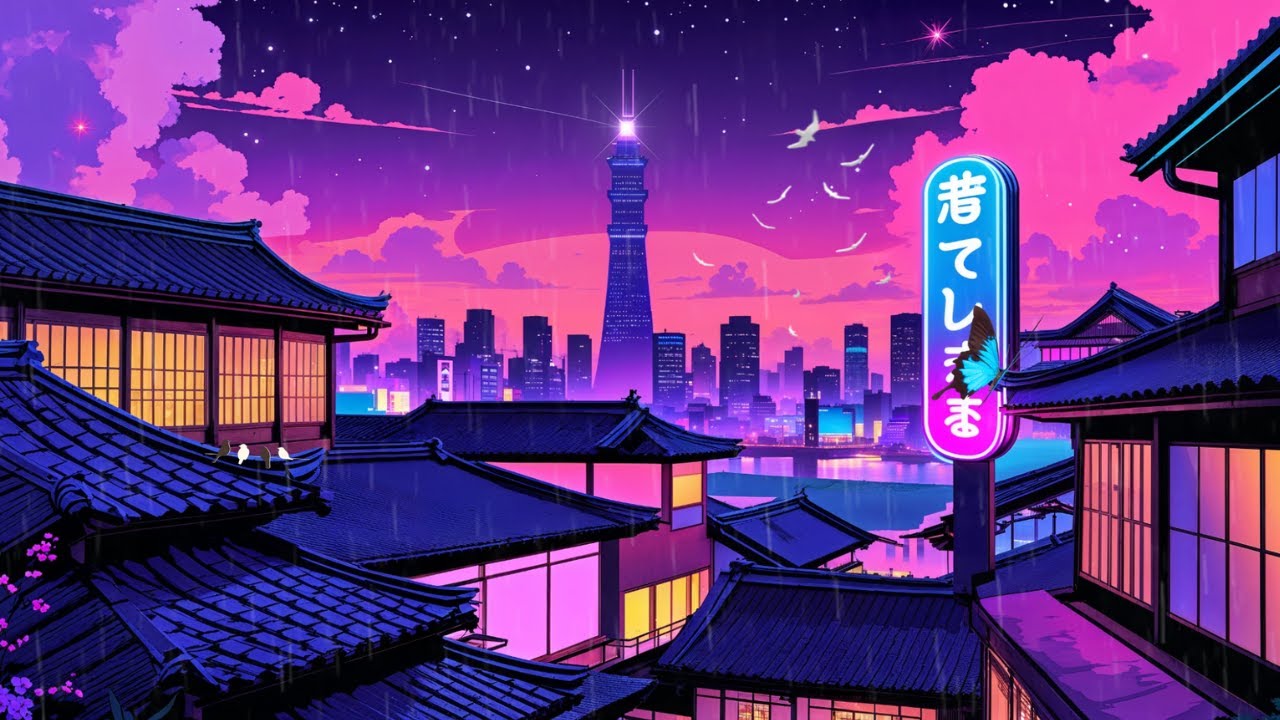 Neon Tokyo Rain 🌧️ 90s Lofi Coffeehouse Vibes for Deep Concentration ...
