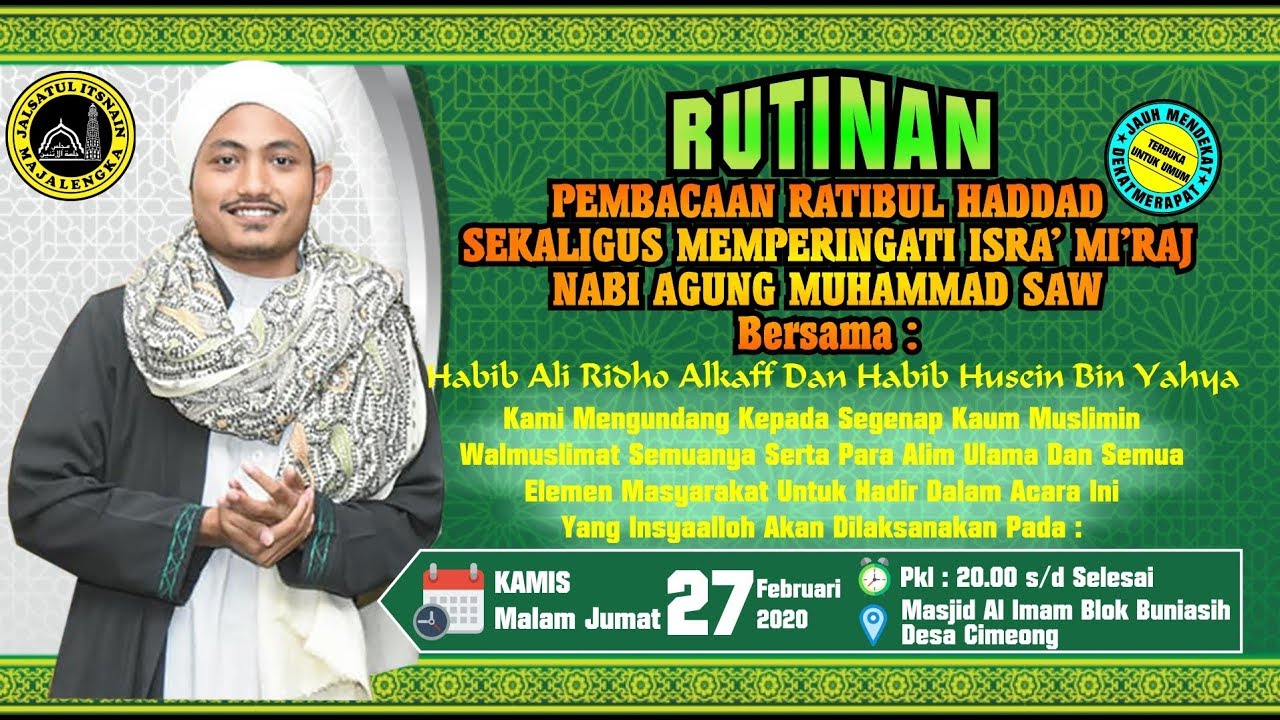 Habib Ali Ridho Alkaff Mesjid Al Imam Buniasih - YouTube