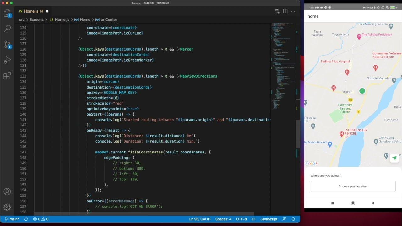 #8 React Native Tracking:- Calculate distance & time b/w coordinates ...