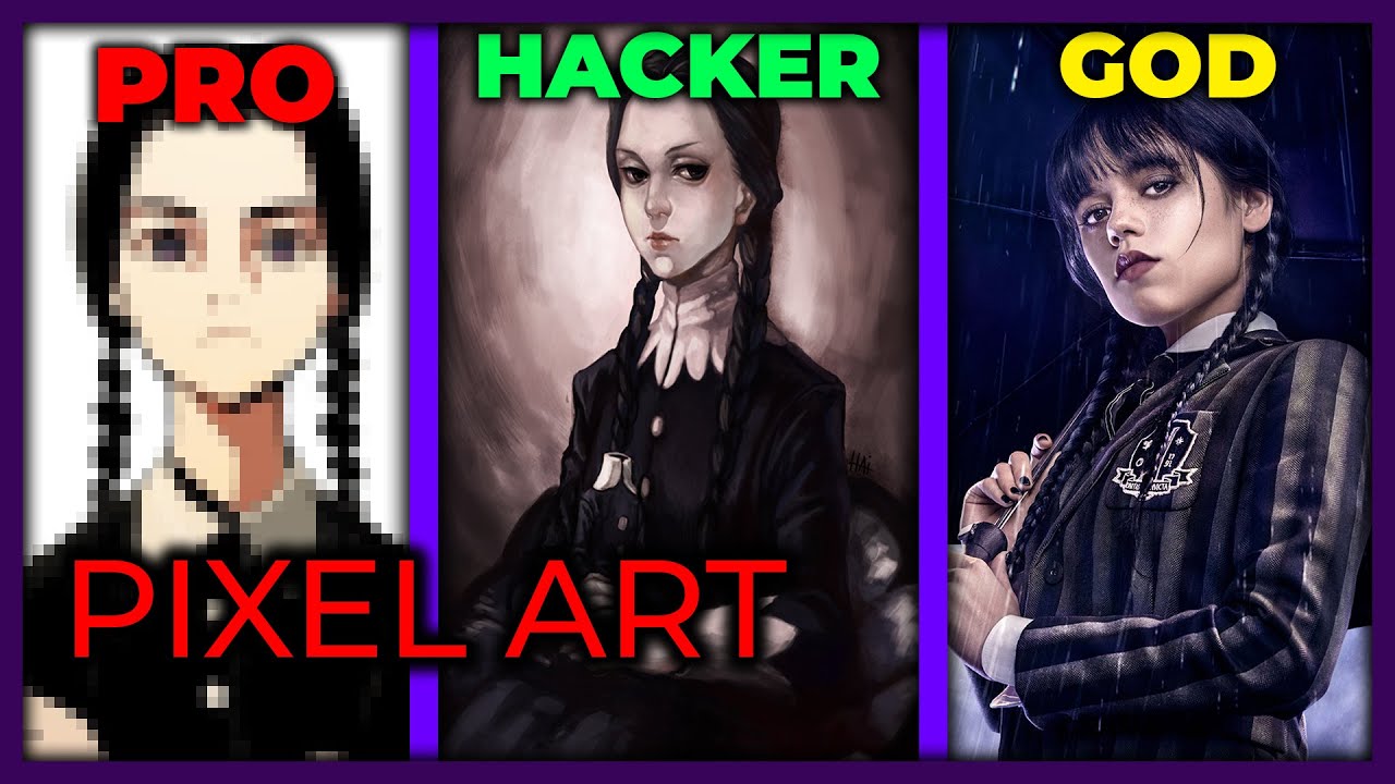 Wednesday Adams pixel art minecraft - memes - YouTube