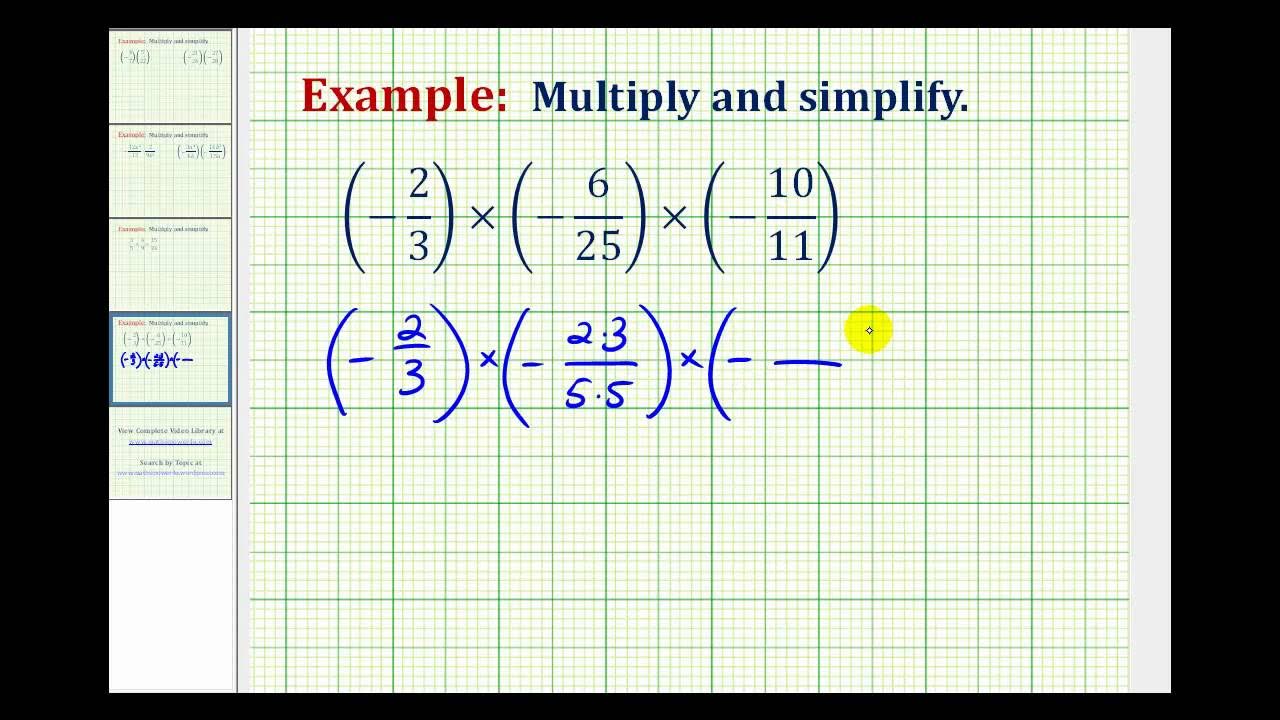 Ex: Multiplying Three Signed Fractions - YouTube