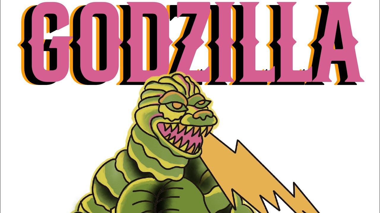 Godzilla and Magellan tattoo flash painting - YouTube