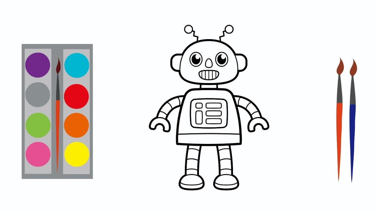 Menggambar, Melukis dan Mewarnai Robot untuk anak | Robot - YouTube