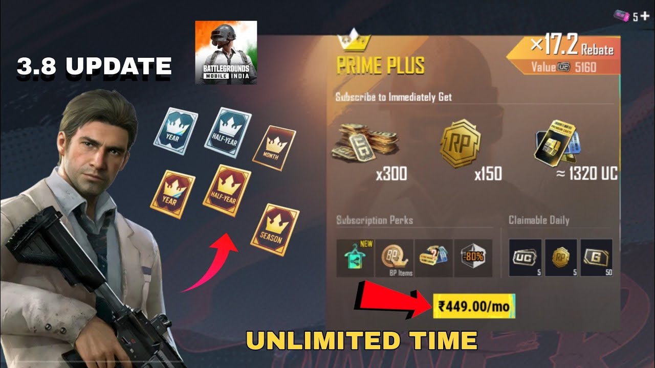Bgmi prime subscription news3.8 | Bgmi prime plus | Prime Plus update ...