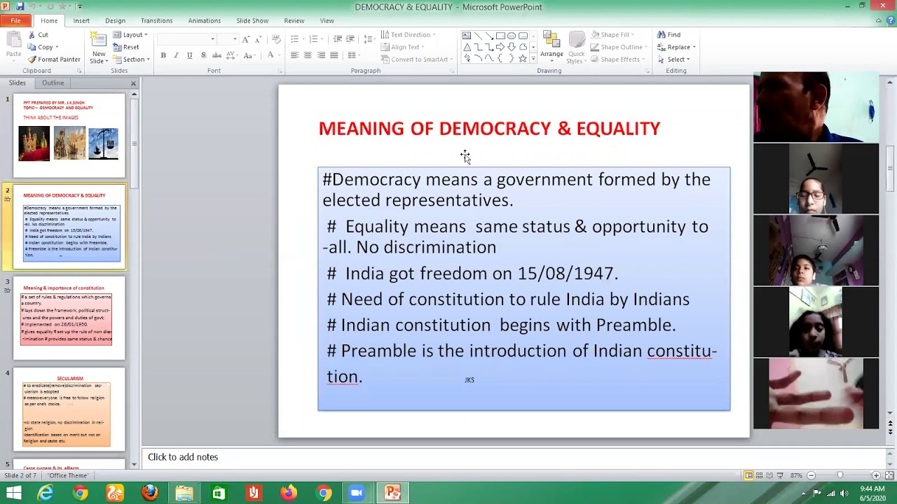CLASS VII, DEMOCRACY AND EQUALITY - YouTube