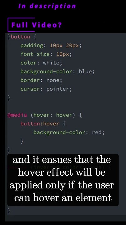 💻 CSS 37a 💻 hover media feature 💻 #css #css3 #csscourse #html #html5 #omg - YouTube