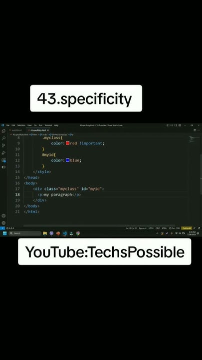 specificity in css #specificity - YouTube