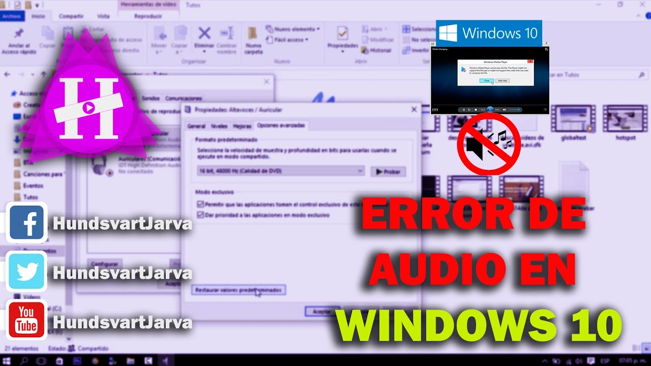 ERROR DE AUDIO EN WINDOWS 10 | NO REPRODUCE AUDIO LA COMPUTADORA ...