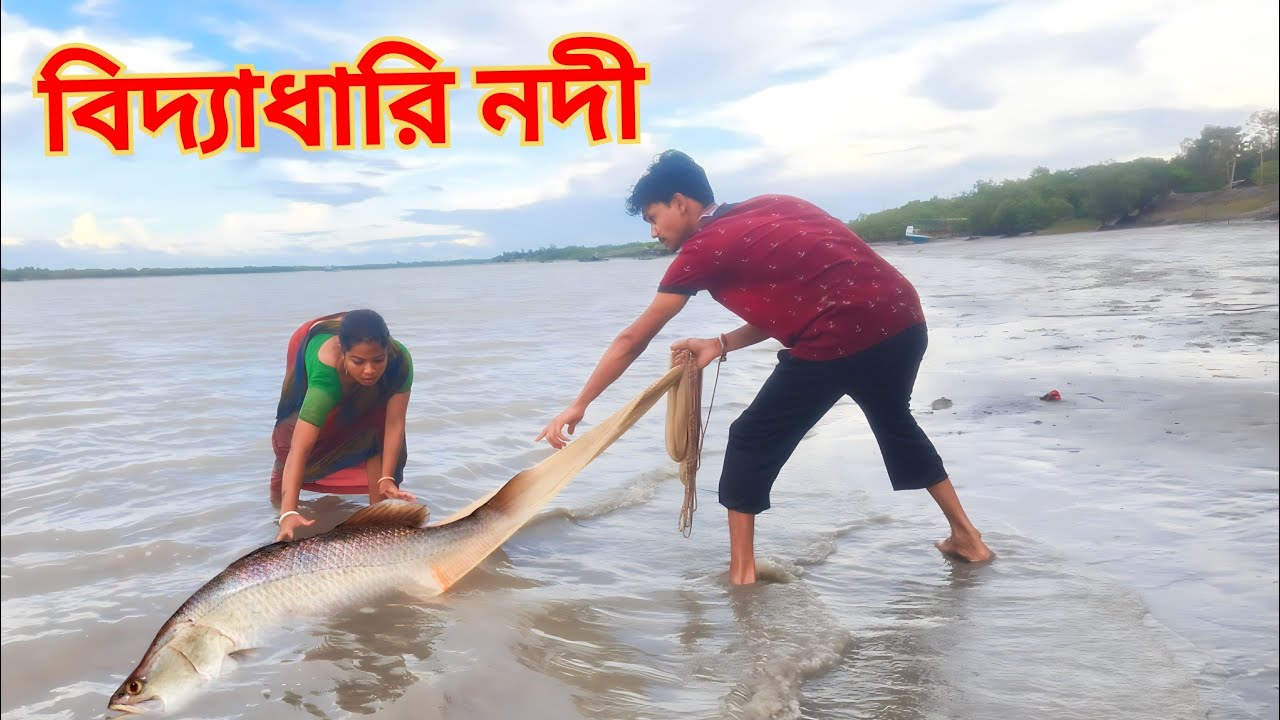 বিদ্যাধরের নদীতে বালির চরে গিয়ে মাছ ধরলাম । sundarban Big fishing । part -1 - YouTube