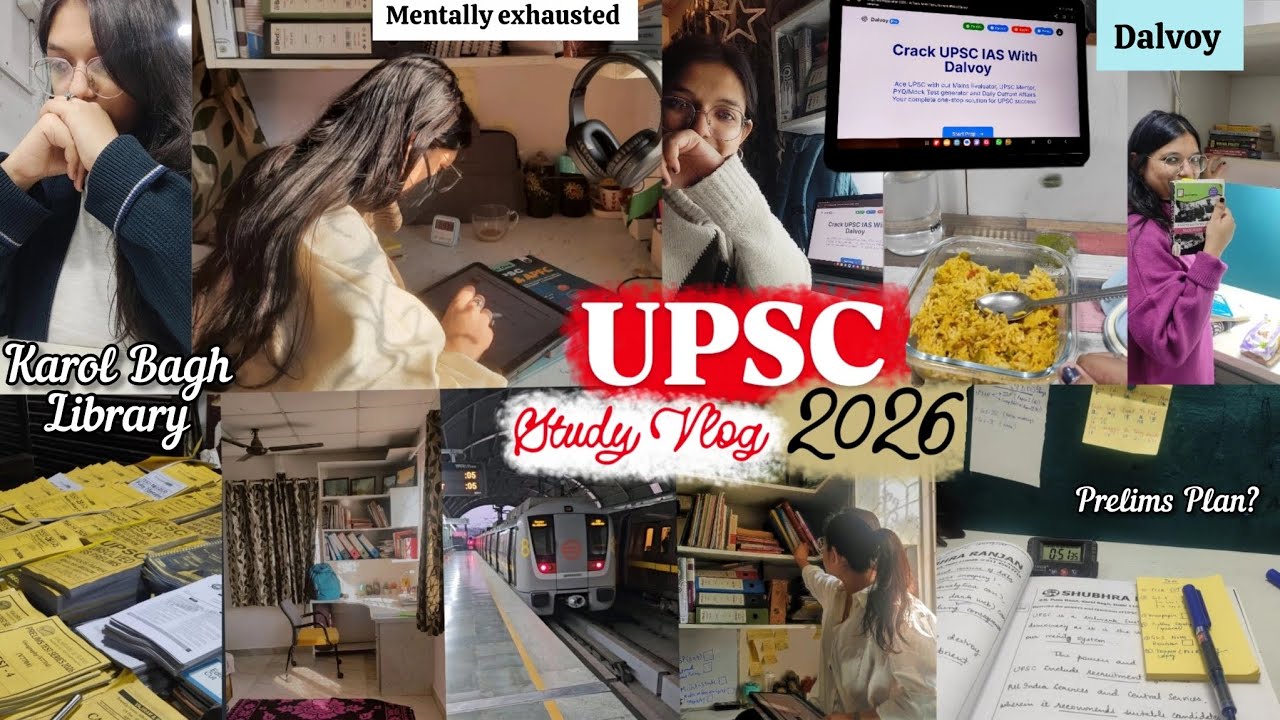 UPSC 2026 Study Vlog| UPSC Aspirant Life 📚| library study routine ...