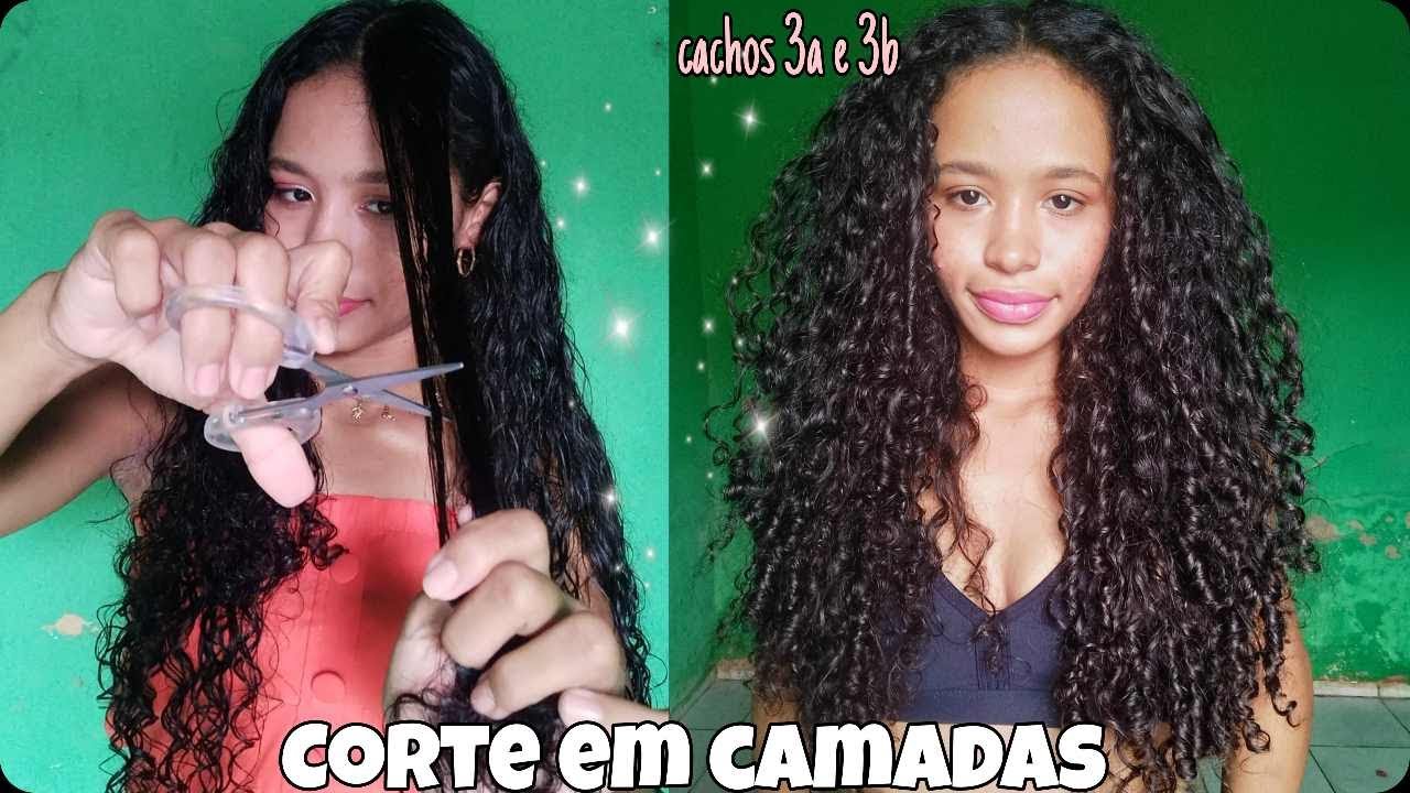 Cortei meu cabelo em camadas cachos 3a e 3b - YouTube