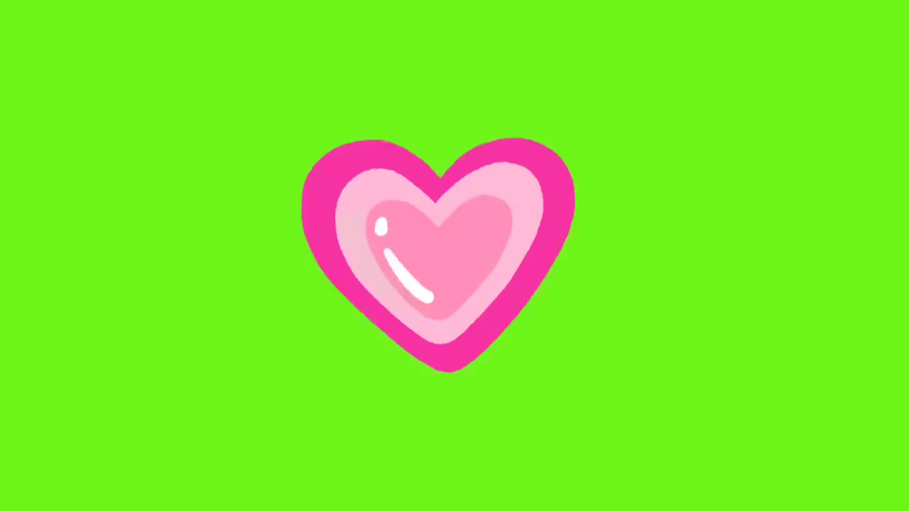 Green Screen HEART (2) Button Animation Cute | Free To Use Green Screen ...