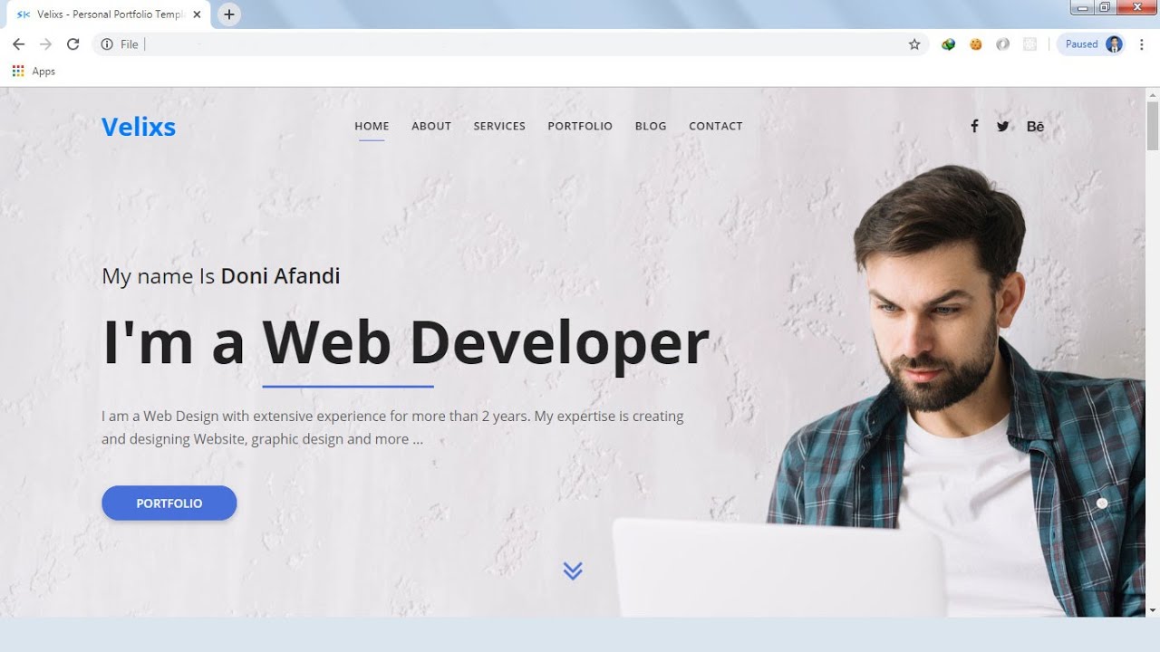 Velixs Personal Portfolio Template Html Css And Javascript Seniman