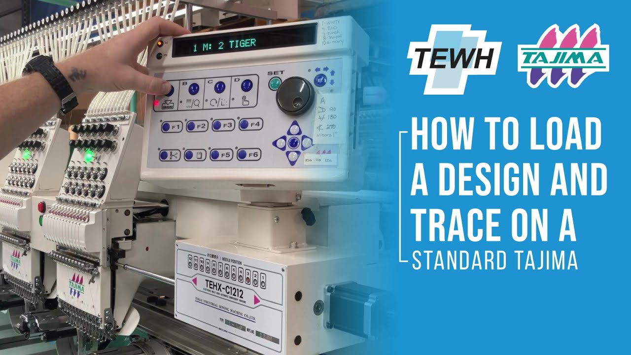 How to load a design and trace on a standard Tajima control panel - YouTube