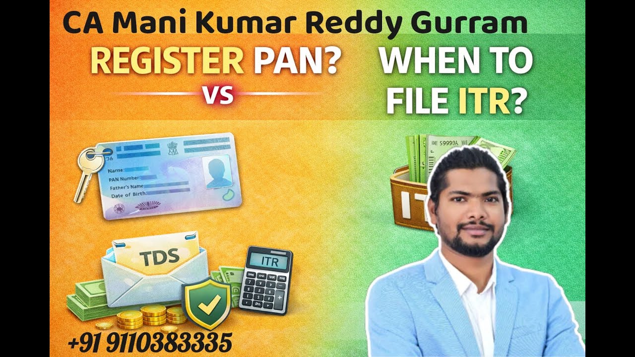 Register PAN vs File ITR Explained | CA Mani Kumar Reddy Gurram | +91 ...