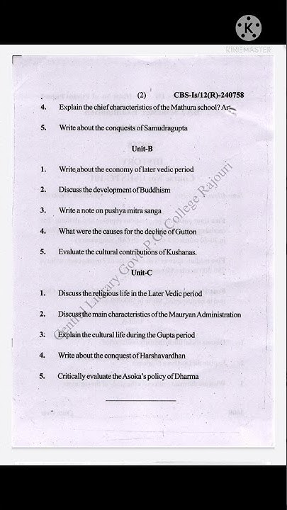 JAMMU UNIVERSITY 1ST SEMESTER PAPER B.A / HISTORY PAPER - YouTube